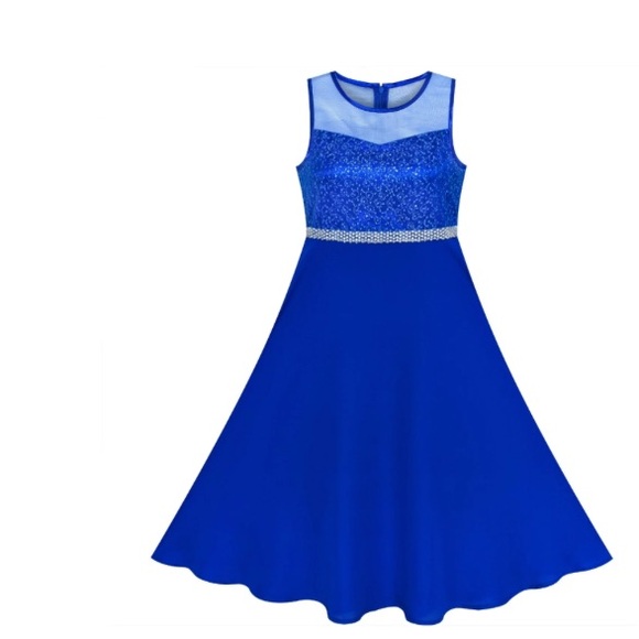 Sunny Fashion | Dresses | Sunny Fashion Girls Dress Blue Rhinestone ...